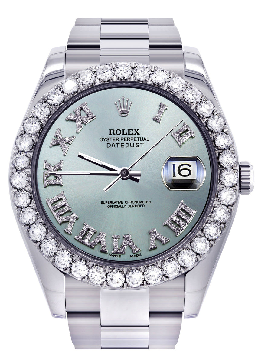 Rolex Datejust II Watch | 41 MM | Custom Light Blue Diamond Roman Dial ...