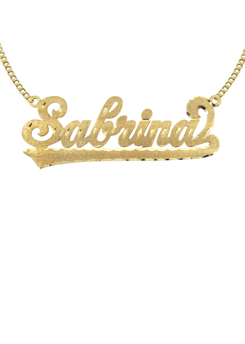 14K Ladies Diamond Cut Name Plate Necklace #31 – SHOP GOLD USA